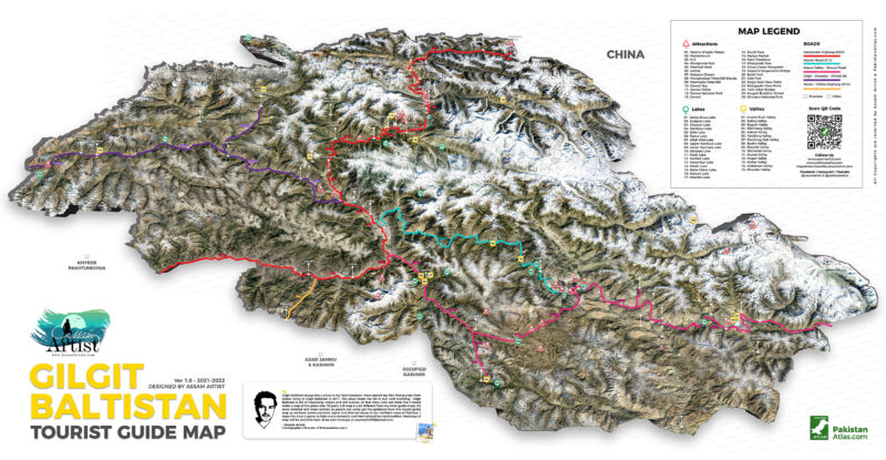 Gilgit Baltistan Tourist Guide Map | Assam Artist